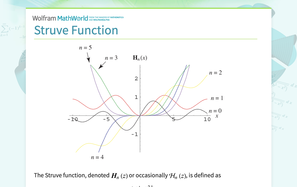 Struve Function -- from Wolfram MathWorld