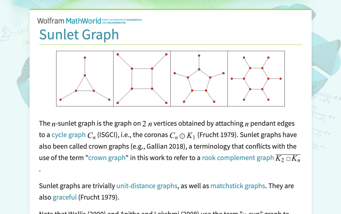 Sunlet Graph -- from Wolfram MathWorld