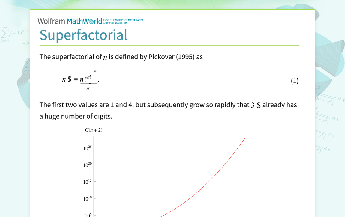 Superfactorial -- from Wolfram MathWorld