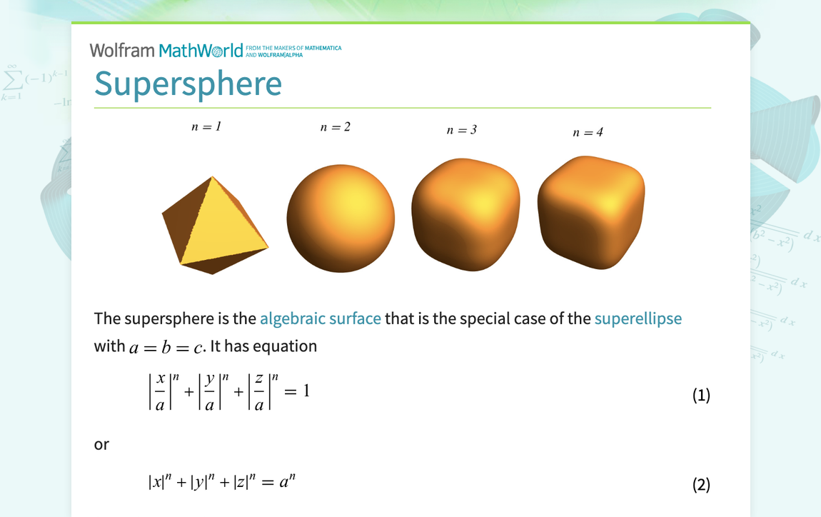 Supersphere -- from Wolfram MathWorld