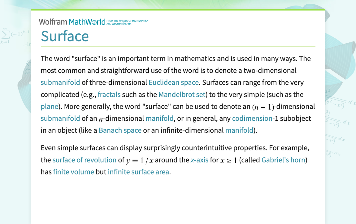 Surface -- from Wolfram MathWorld
