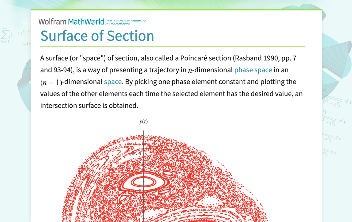 Surface of Section -- from Wolfram MathWorld