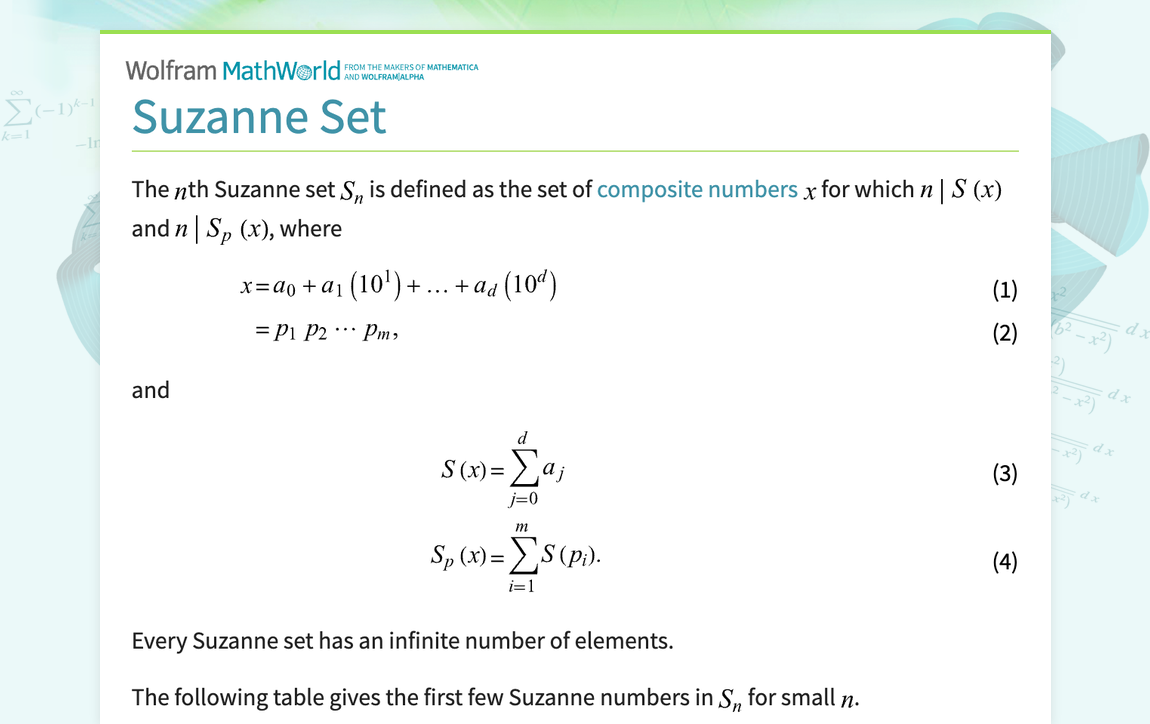 Suzanne Set -- from Wolfram MathWorld