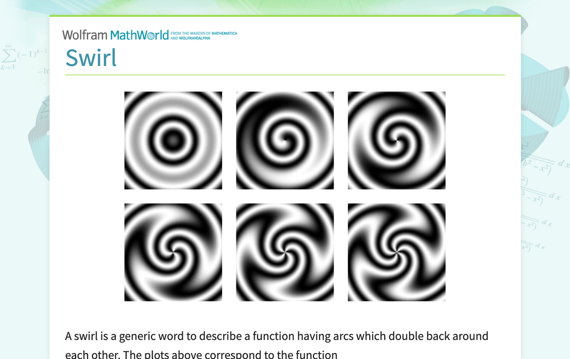 Swirl -- from Wolfram MathWorld