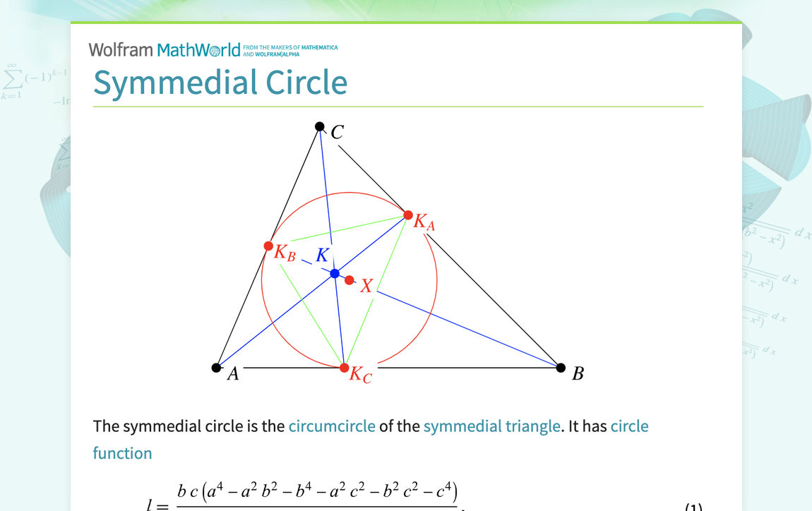 Symmedial Circle -- from Wolfram MathWorld