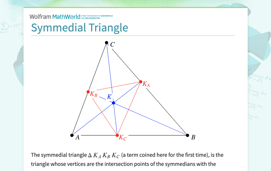 Symmedial Triangle -- from Wolfram MathWorld