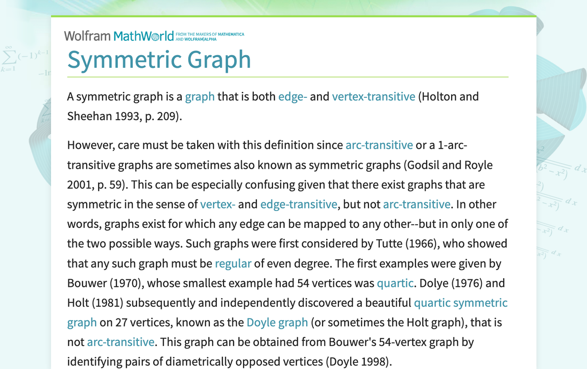 Symmetric Graph -- from Wolfram MathWorld