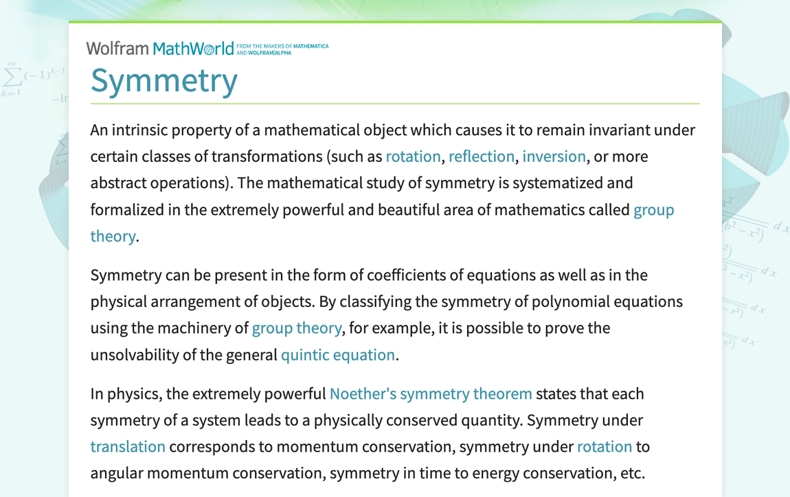 Symmetry -- from Wolfram MathWorld