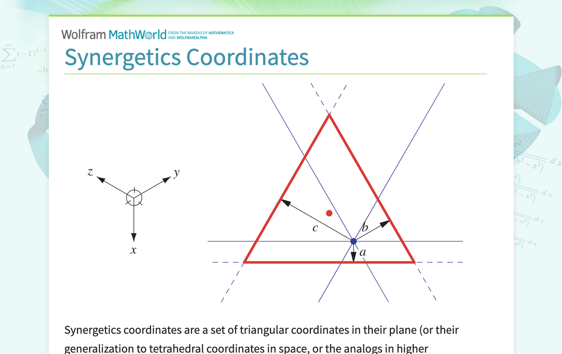 Synergetics Coordinates -- from Wolfram MathWorld