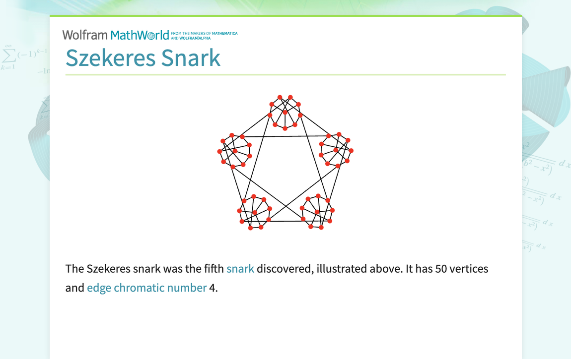 Szekeres Snark -- from Wolfram MathWorld