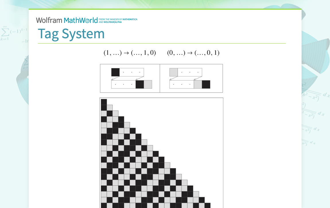Tag System -- from Wolfram MathWorld