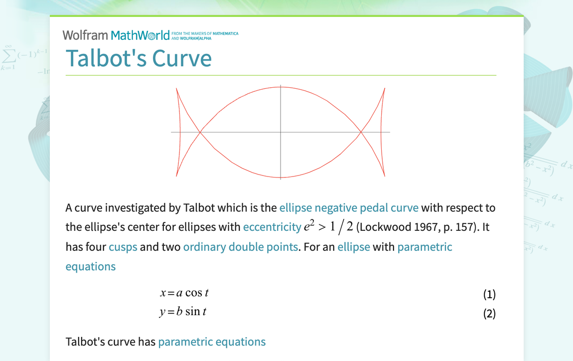Talbot's Curve -- from Wolfram MathWorld