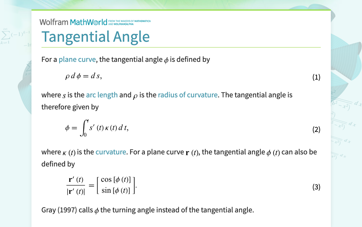 Tangential Angle -- from Wolfram MathWorld