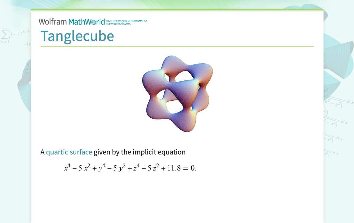 Tanglecube -- from Wolfram MathWorld