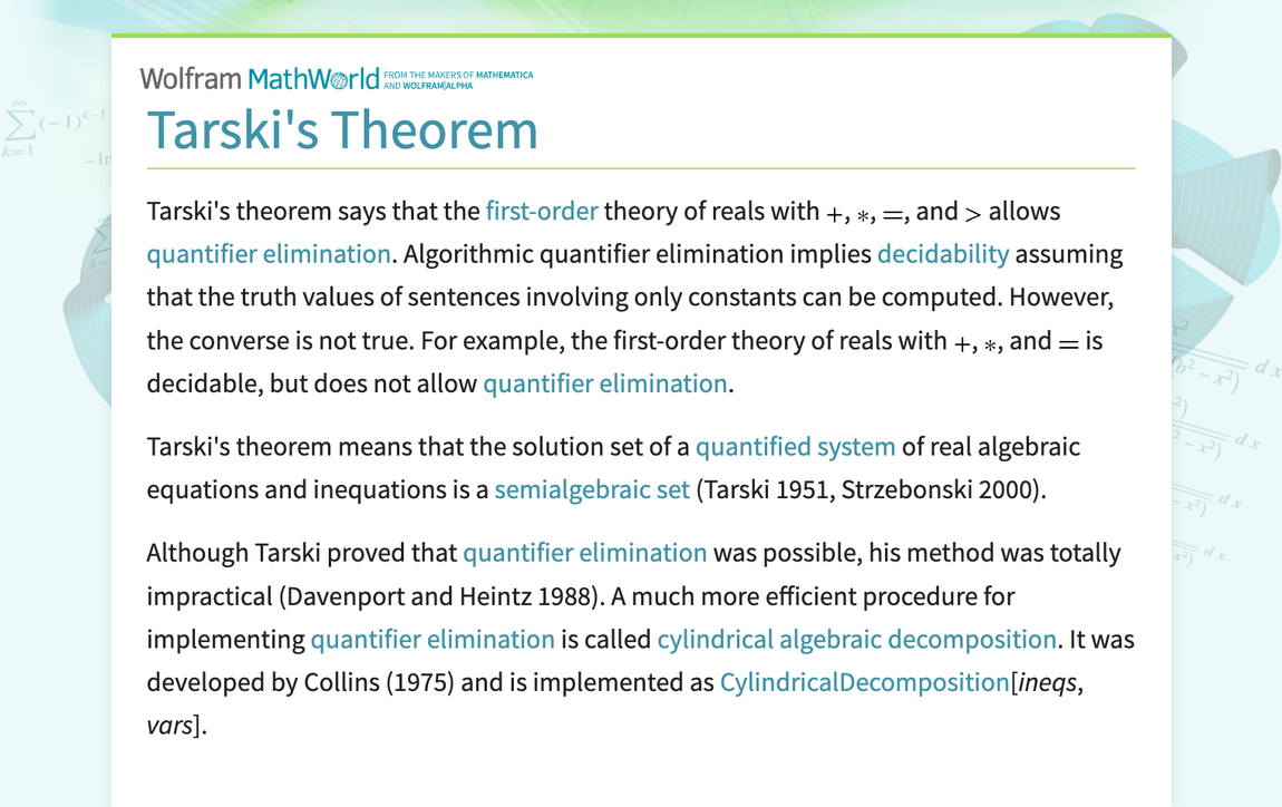 Tarski's Theorem -- from Wolfram MathWorld