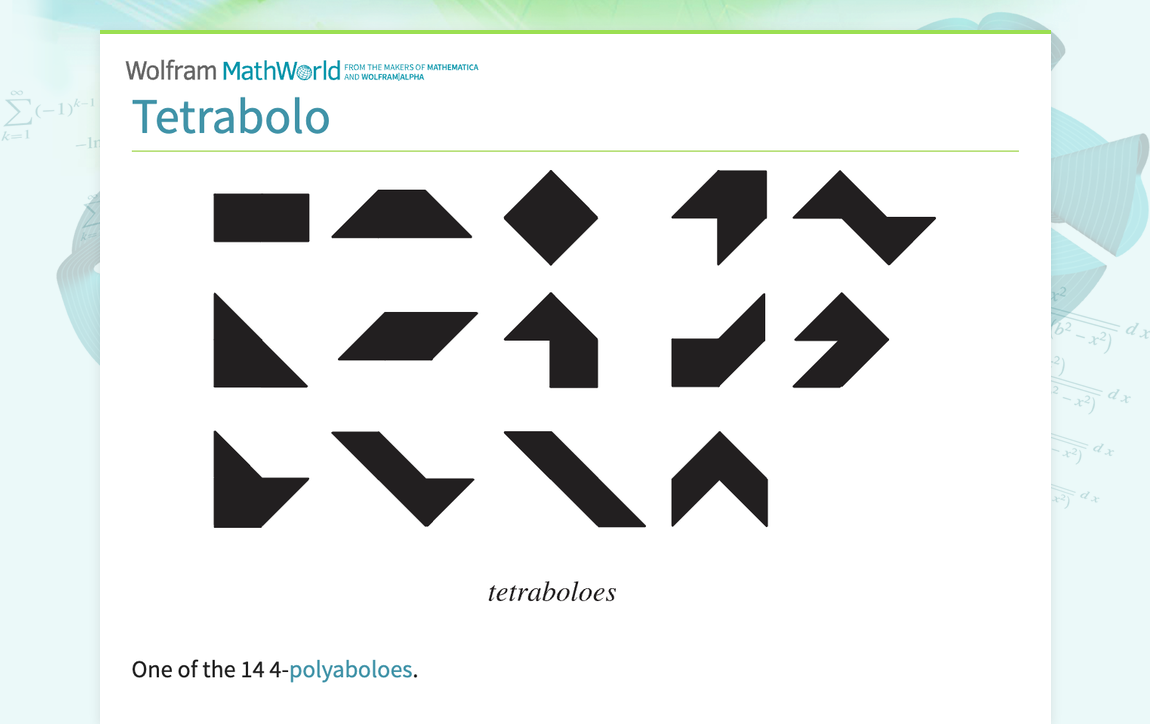 Tetrabolo -- from Wolfram MathWorld