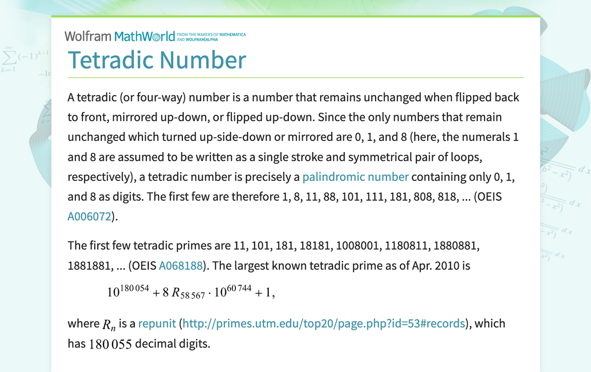 Tetradic Number -- from Wolfram MathWorld