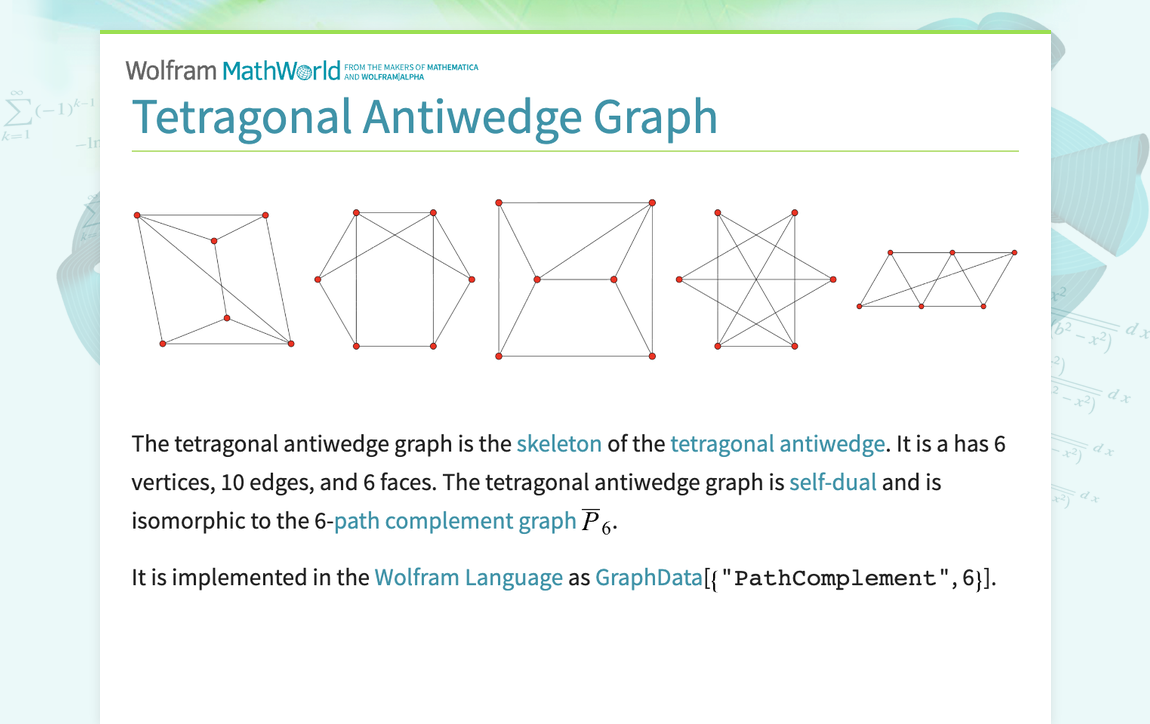 Tetragonal Antiwedge Graph -- from Wolfram MathWorld