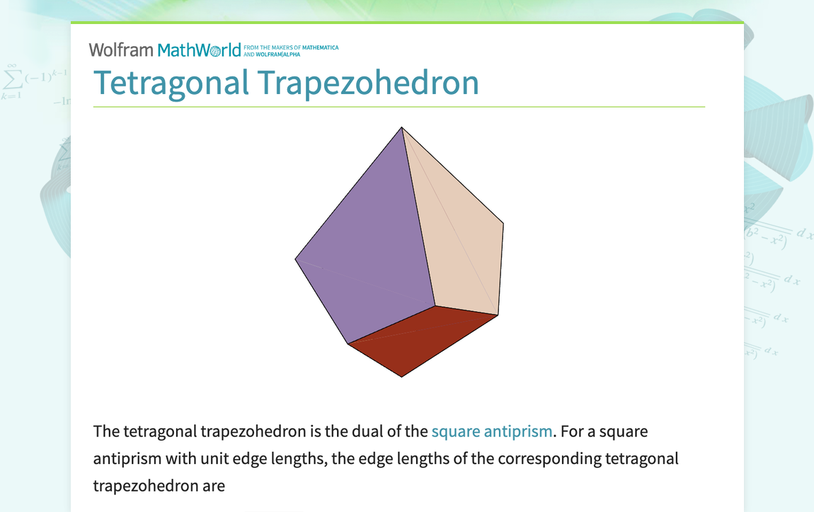 Tetragonal Trapezohedron -- from Wolfram MathWorld