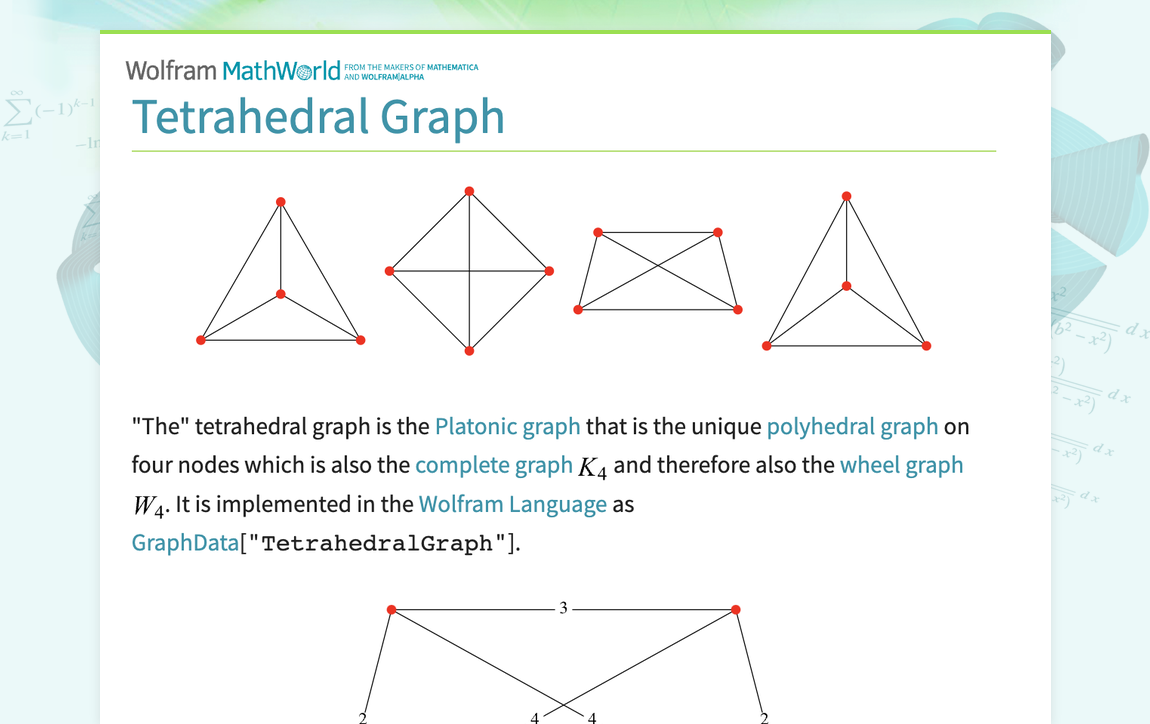 Tetrahedral Graph -- from Wolfram MathWorld