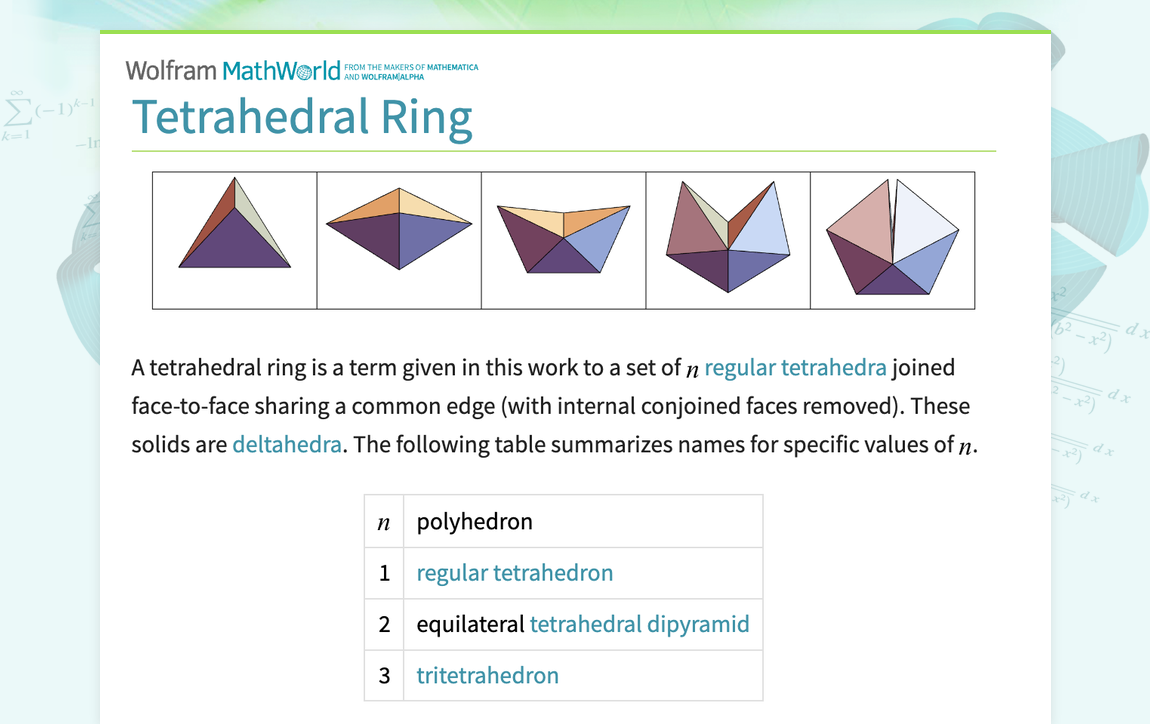 Tetrahedral Ring -- from Wolfram MathWorld
