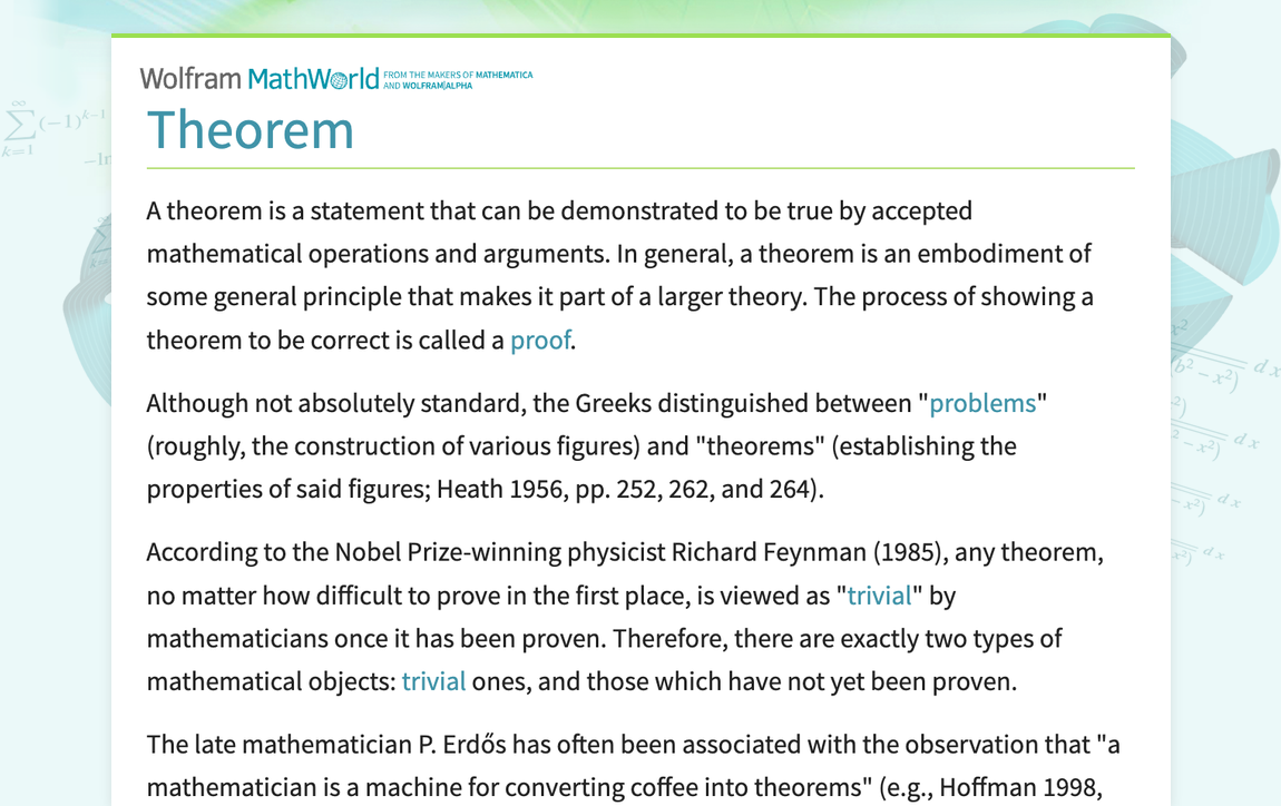 Theorem -- from Wolfram MathWorld Theorem -- from Wolfram MathWorld