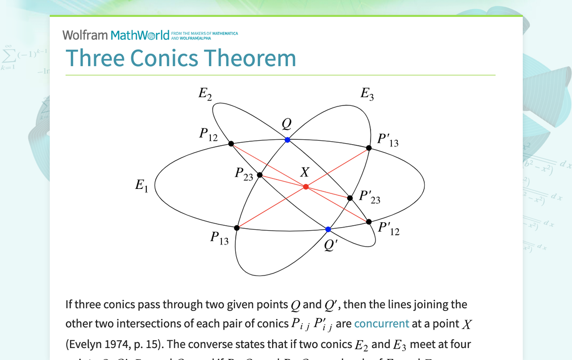 Three Conics Theorem From Wolfram Mathworld
