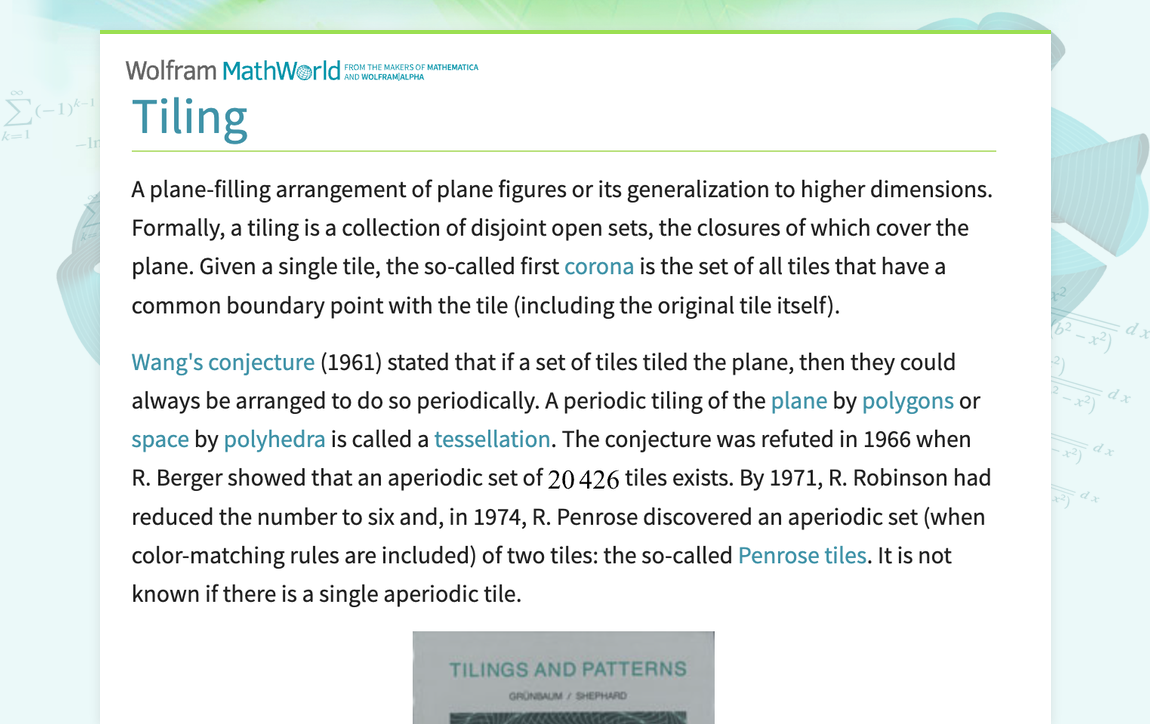 Tiling -- from Wolfram MathWorld