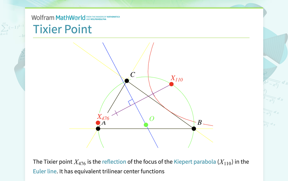 Tixier Point -- from Wolfram MathWorld