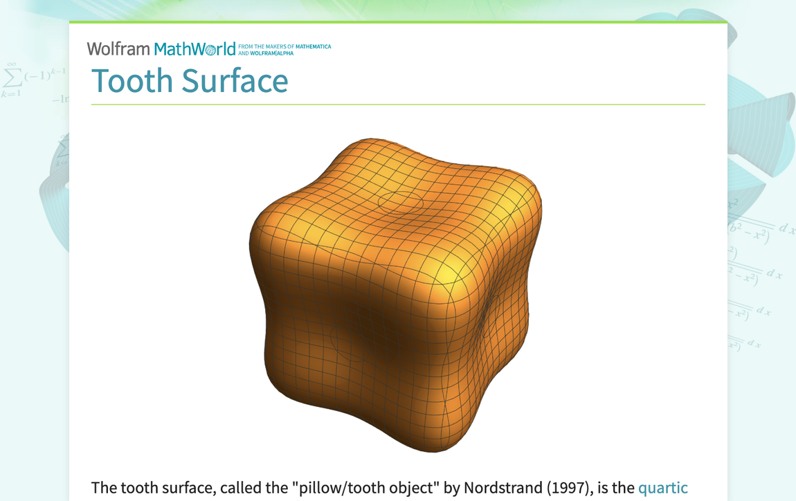 Tooth Surface -- from Wolfram MathWorld