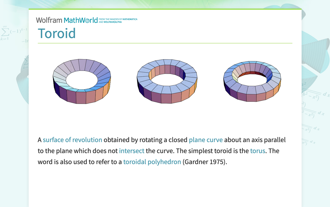 Toroid -- from Wolfram MathWorld