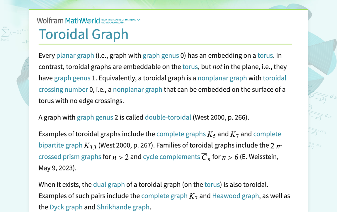 Toroidal Graph -- from Wolfram MathWorld