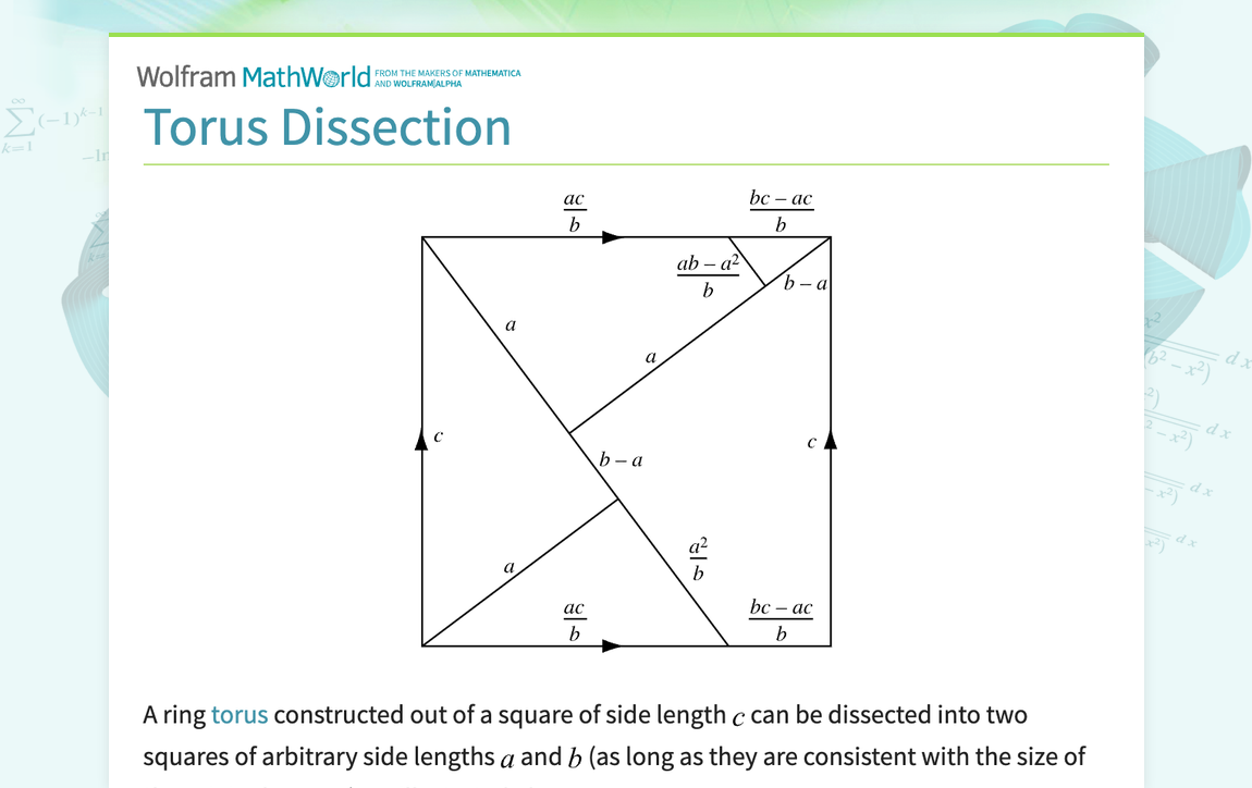 Torus Dissection -- from Wolfram MathWorld