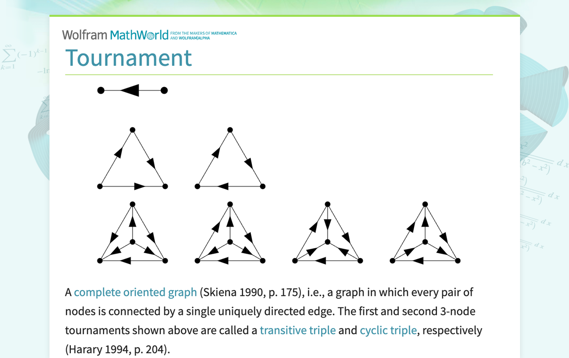Tournament -- from Wolfram MathWorld