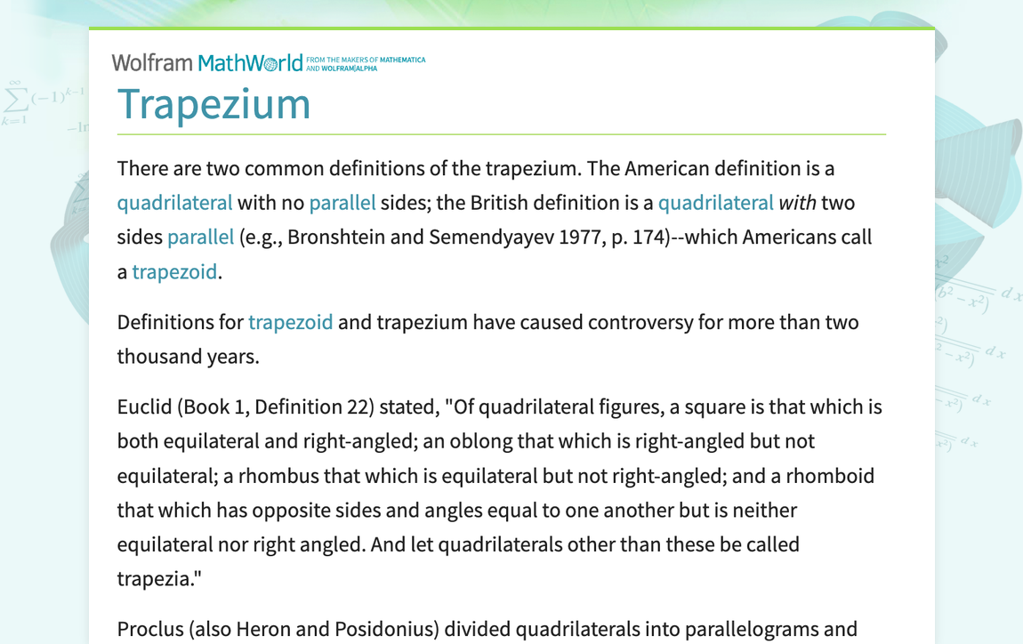 Trapezium -- from Wolfram MathWorld