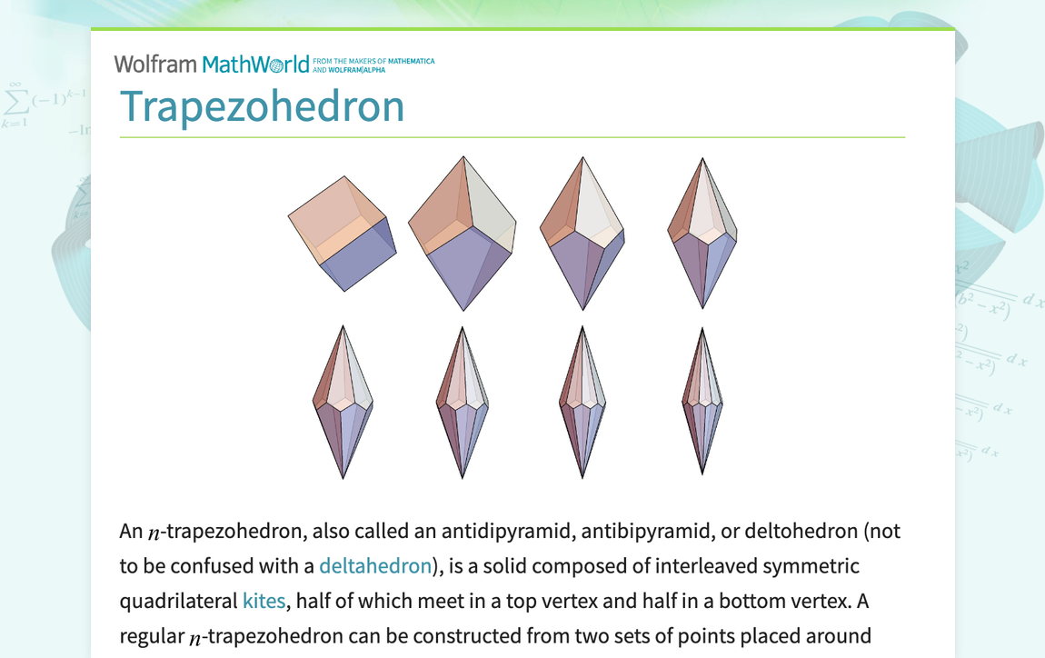 Trapezohedron -- from Wolfram MathWorld