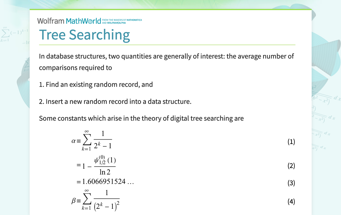 Tree Searching -- from Wolfram MathWorld