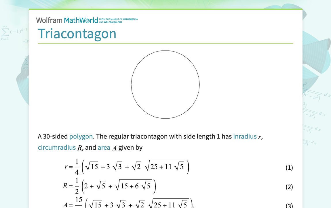 Triacontagon -- from Wolfram MathWorld