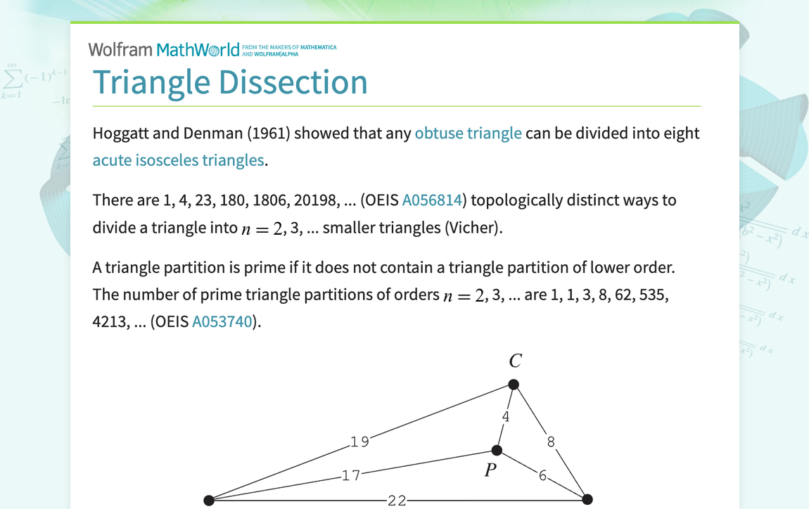 Triangle Dissection -- from Wolfram MathWorld