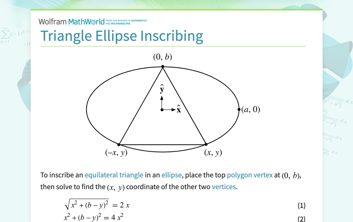 Triangle Ellipse Inscribing -- from Wolfram MathWorld