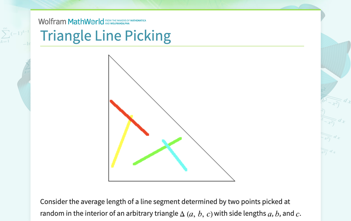 Triangle Line Picking -- from Wolfram MathWorld