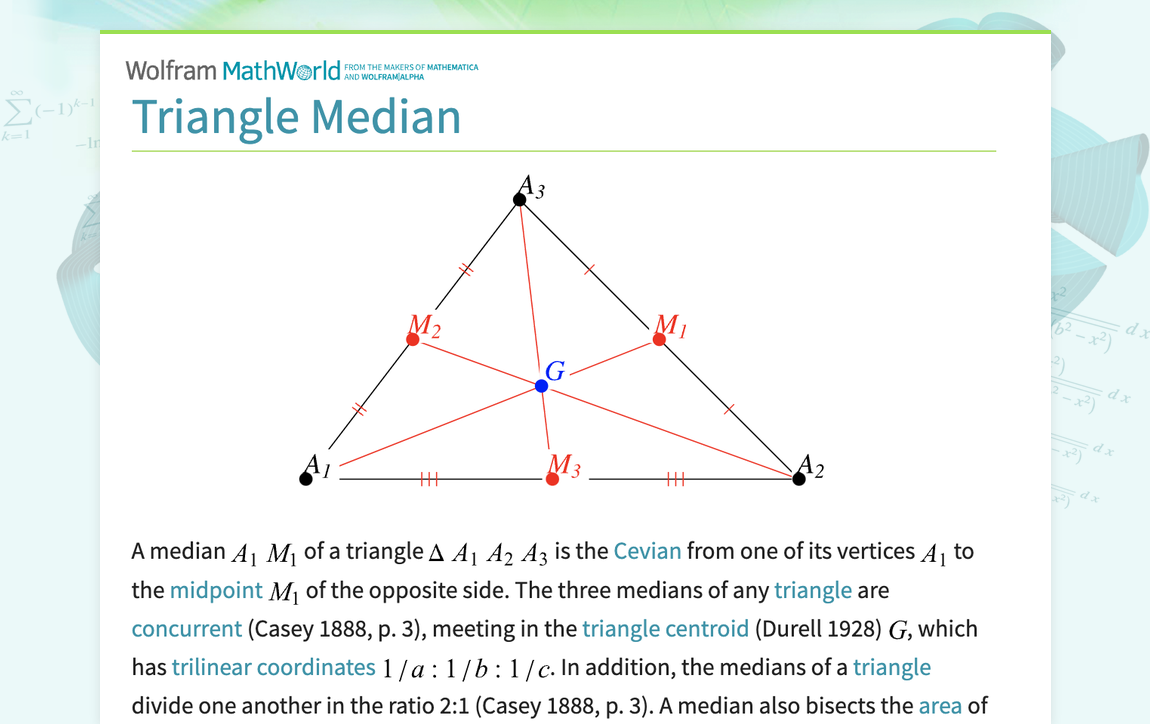 Median Geometry Apollonius's Theorem Wikipedia