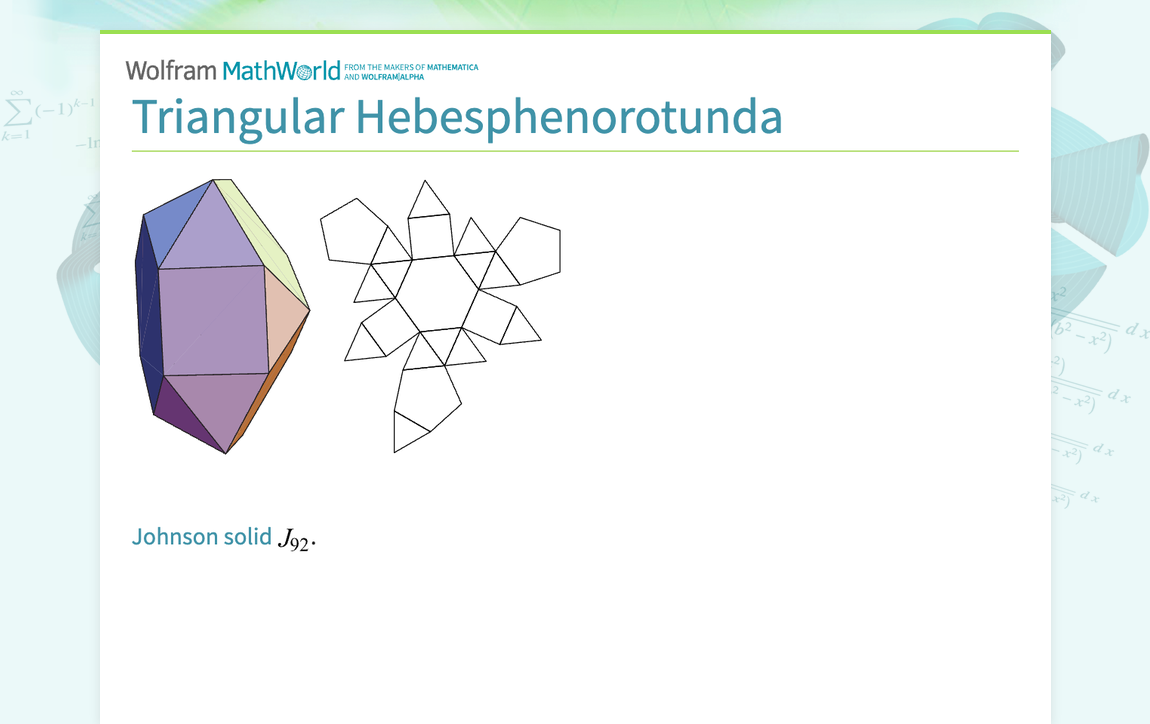 Triangular Hebesphenorotunda -- from Wolfram MathWorld