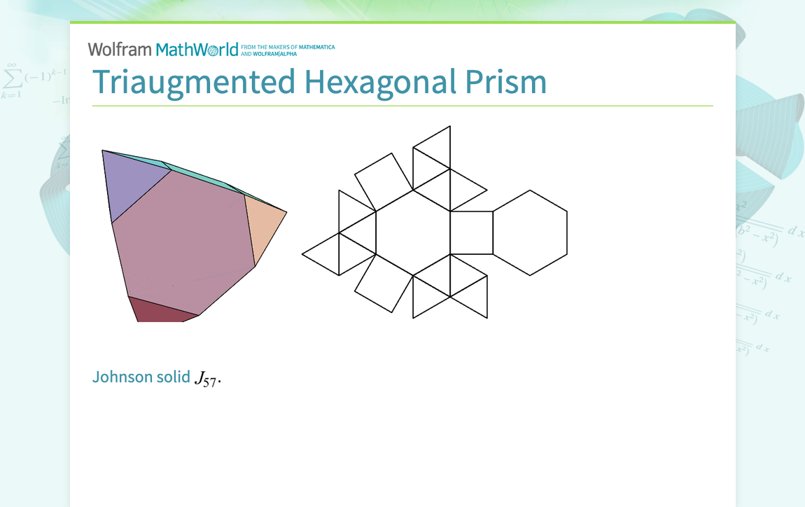 Triaugmented Hexagonal Prism -- from Wolfram MathWorld