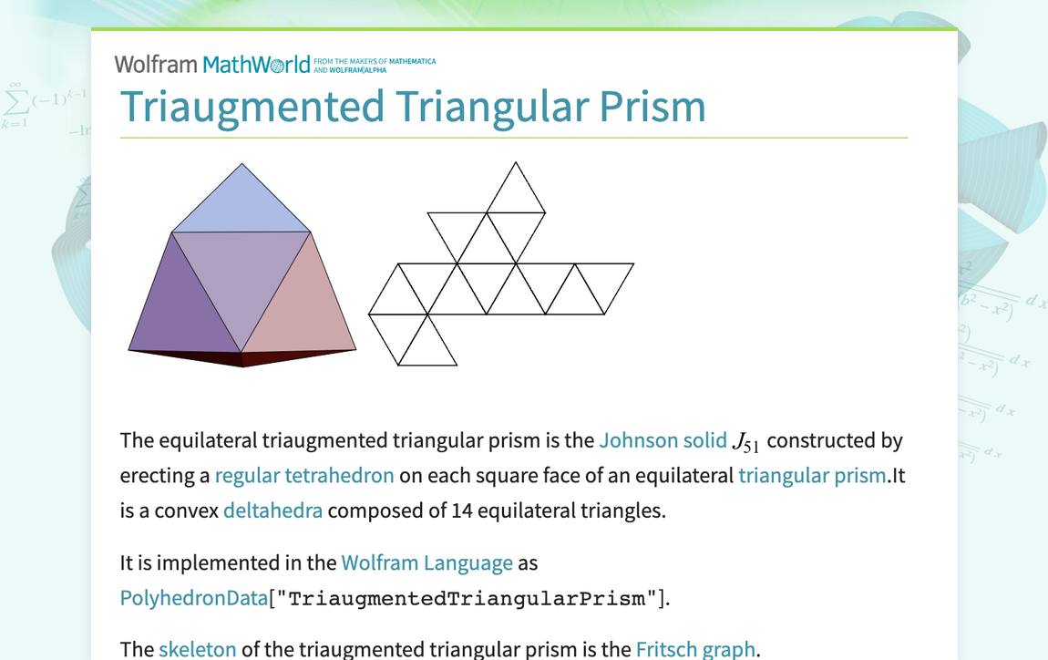 Triaugmented Triangular Prism -- from Wolfram MathWorld