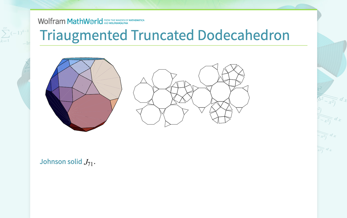 Triaugmented Truncated Dodecahedron -- from Wolfram MathWorld