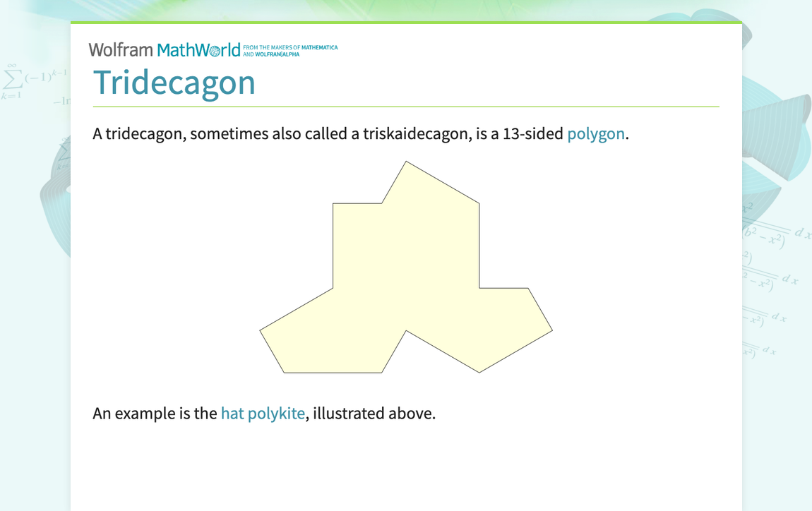 Tridecagon -- from Wolfram MathWorld