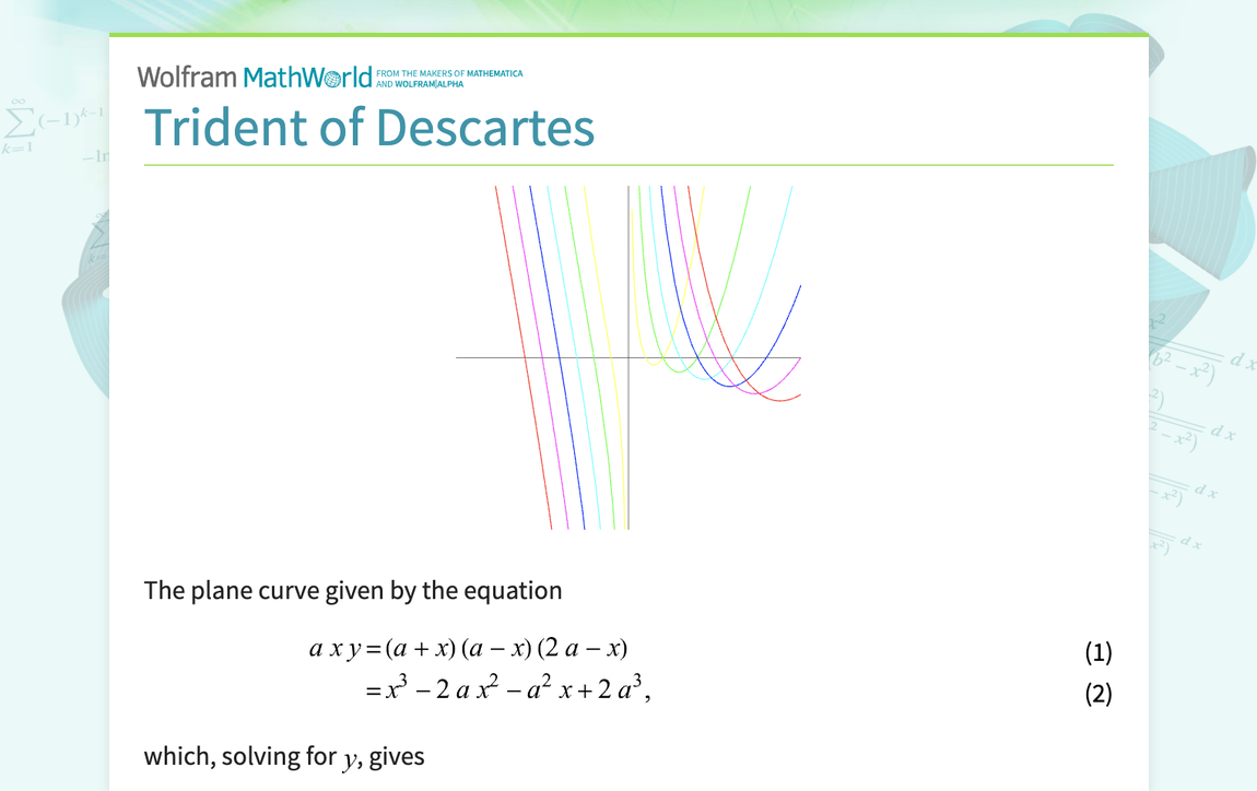 Trident of Descartes -- from Wolfram MathWorld
