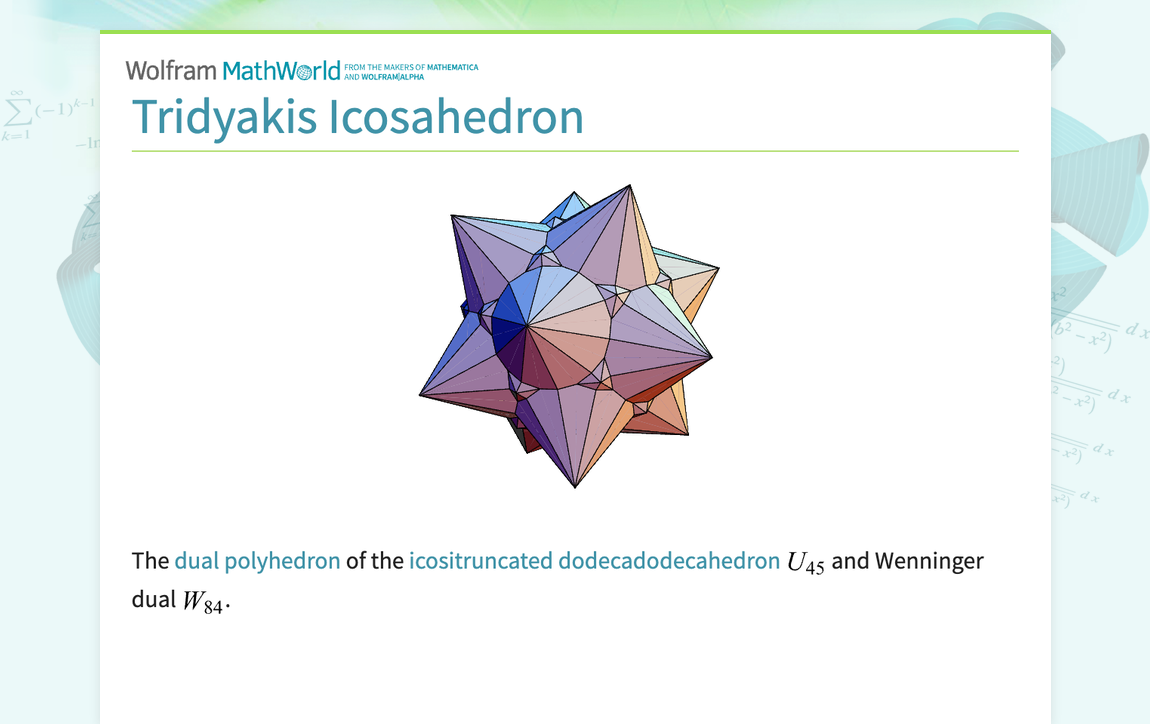 Tridyakis Icosahedron -- from Wolfram MathWorld