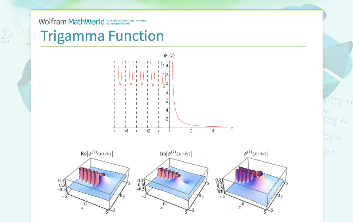 Trigamma Function -- from Wolfram MathWorld